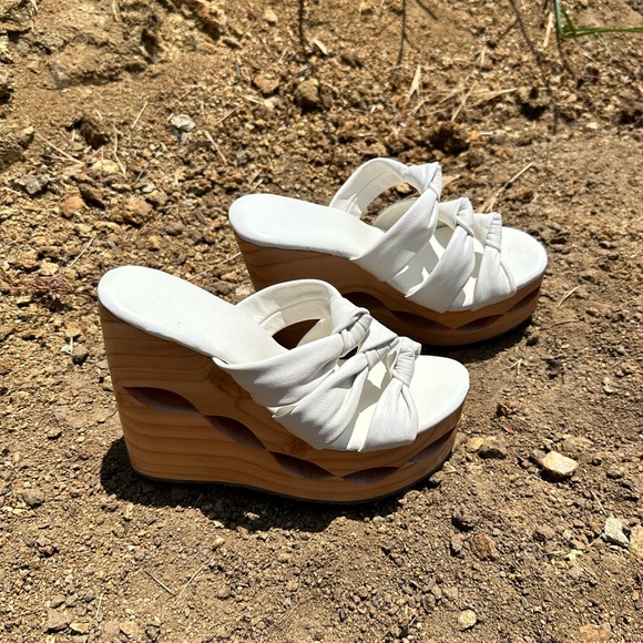 fred Siegel | Shoes | Wedge Sandal Slide Wood Bottom Funky 0 Leather ...
